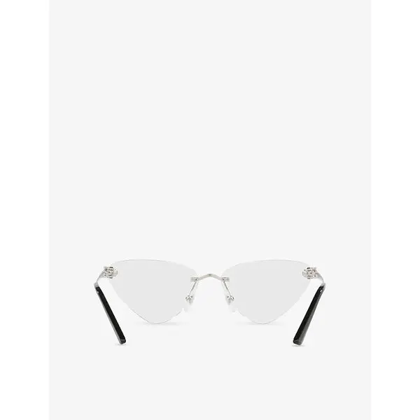 Cartier Cat Eye Frame Metal Optical Glasses - Silver