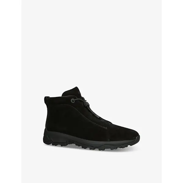 Zegna Triple Stitch Vetta Suede High-top Trainers - Black