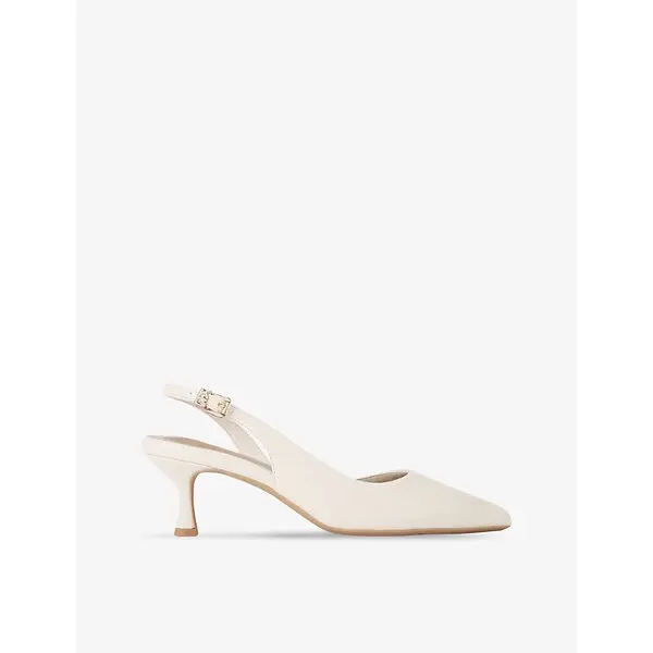 Kurt Geiger Aria Low 2 Leather Slingback Courts - Bone