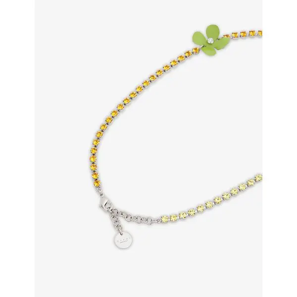 Marni Enamel Flower And Rhinestone Brass Necklace - 00c47