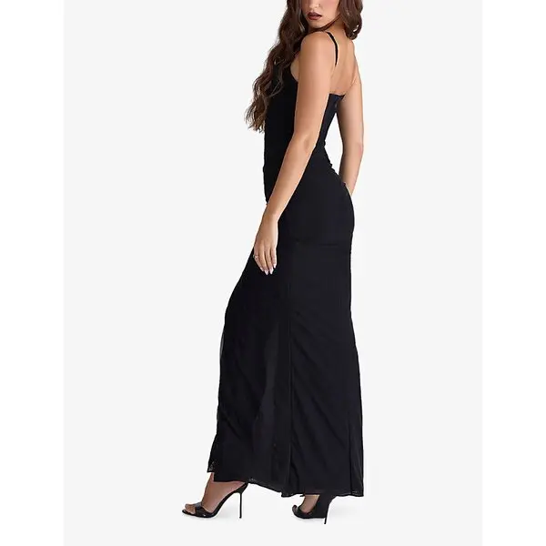 House Of Cb Issey Draped Stretch-mesh Maxi Dress