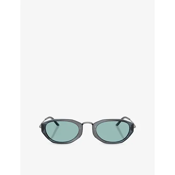 Giorgio Armani Oval-frame Acetate Sunglasses - Grey