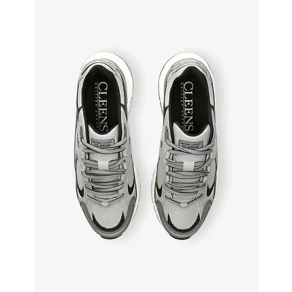CLEENS Pulse Runner Leather And Mesh Trainers - Grey/p.cmb