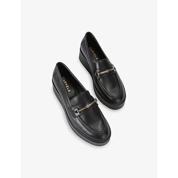Carvela Vista Leather Platform Loafers With Horsebit Detail