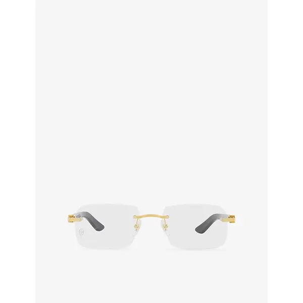 Cartier Ct0453o Square-frame Metal Optical Glasses - Gold