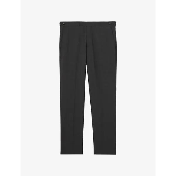 REISS Promise Slim-fit Wool-blend Trousers - Black