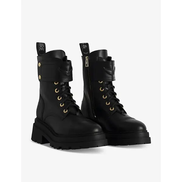 Zadig&Voltaire Joe Chunky Sole Leather Ankle Boots - Noir