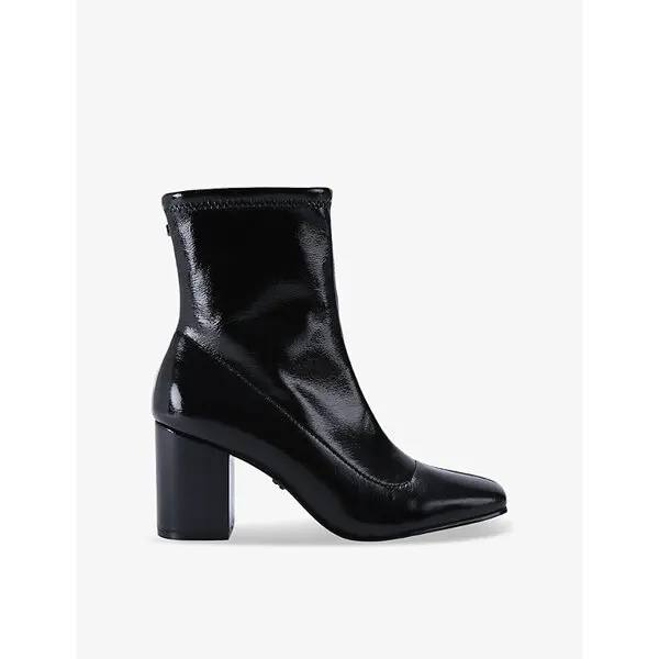 Carvela Strut Patent Faux Leather Ankle Boots - Black