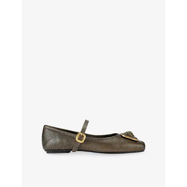 Kurt Geiger Pimplico Embellished Leather Ballet Flats - Bronze