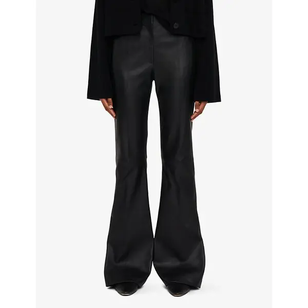 JOSEPH Tafira Flared-leg Leather Trousers - Black