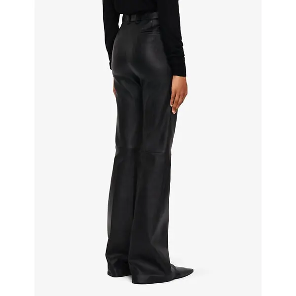 JOSEPH Tafira Flared-leg Leather Trousers - Black