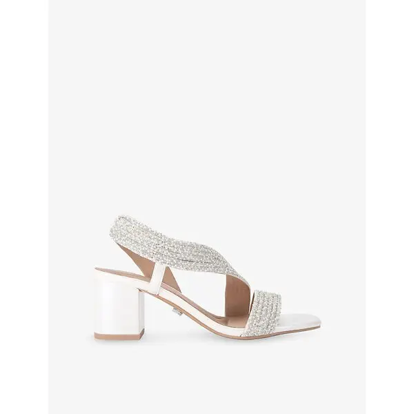 Carvela Gala Jewel Woven Heeled Sandals - White