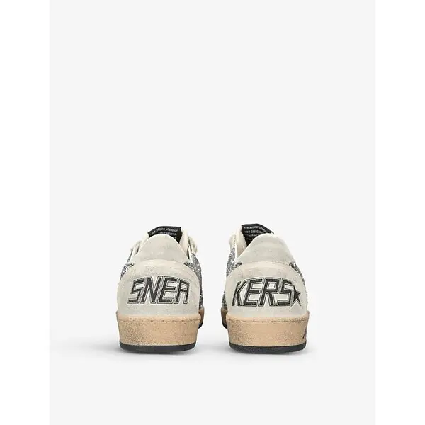 GOLDEN GOOSE Ball Star 70136 Glitter-embellished Leather Trainers - Silver