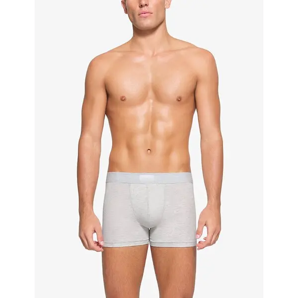 SKIMS Branded-waistband 3in Pack Of Three Stretch-cotton Boxer Briefs - Heather Multi