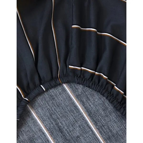 BOSS Bray Striped Cotton Fitted Sheet - Ebony