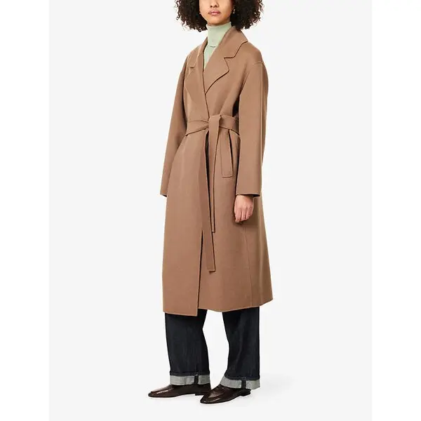 Max Mara Long Brushed Wool Coat - Camel