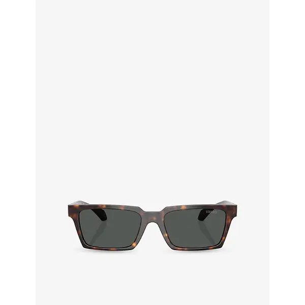 Versace Ve4490u Rectangle-frame Tortoiseshell Acetate Sunglasses - Brown