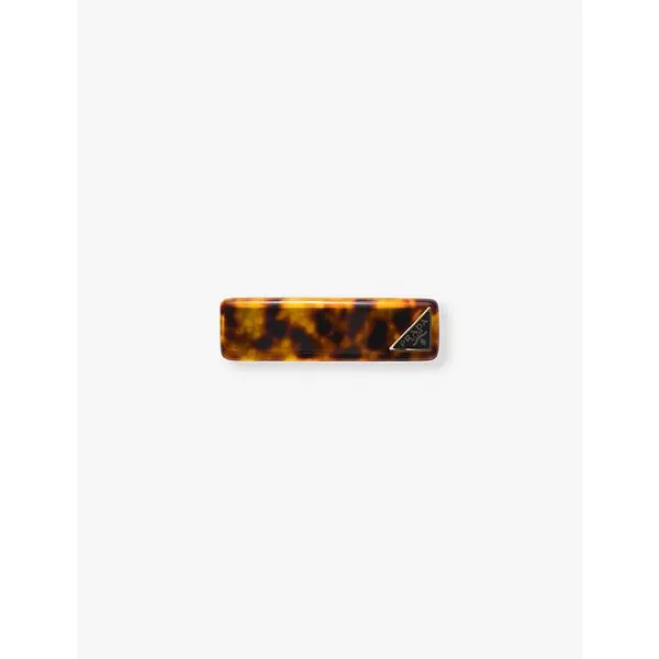 Prada Branded Tortoiseshell-pattern Metal Hairclip - Neutral