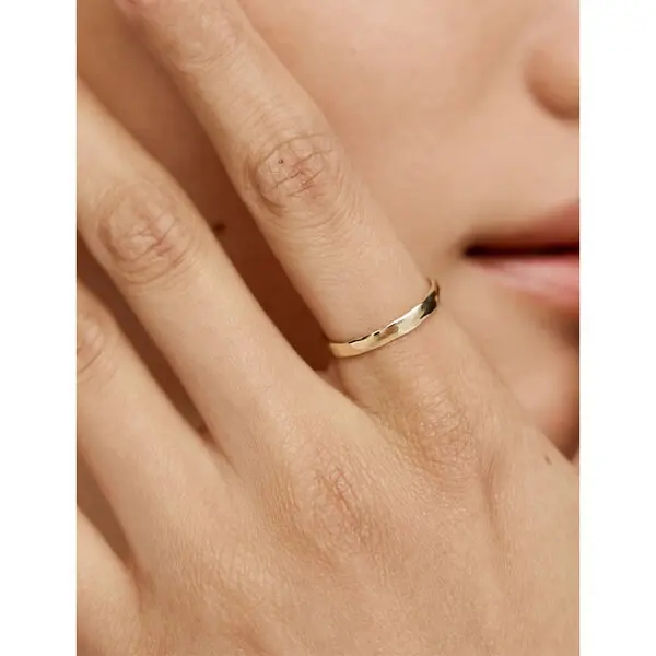 Monica Vinader 14ct Yellow Hammered Band Ring