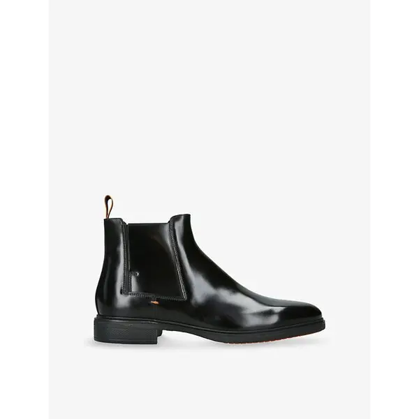 Santoni Easy On Leather Flat Chelsea Boots - Black