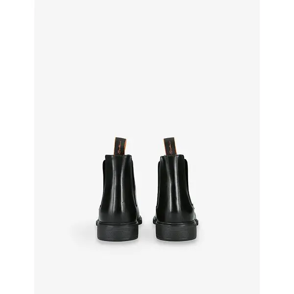 Santoni Easy On Leather Flat Chelsea Boots - Black