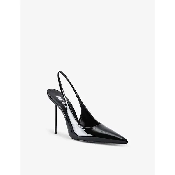 Paris Texas Lidia Sling-back Pointed-toe Patent Leather High Heels - Black