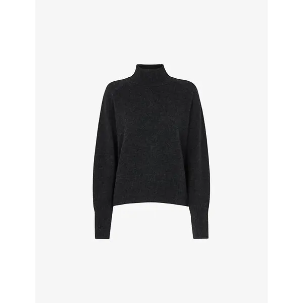 Whistles Funnel Neck Regular Fit Cashmere Jumper - Grey