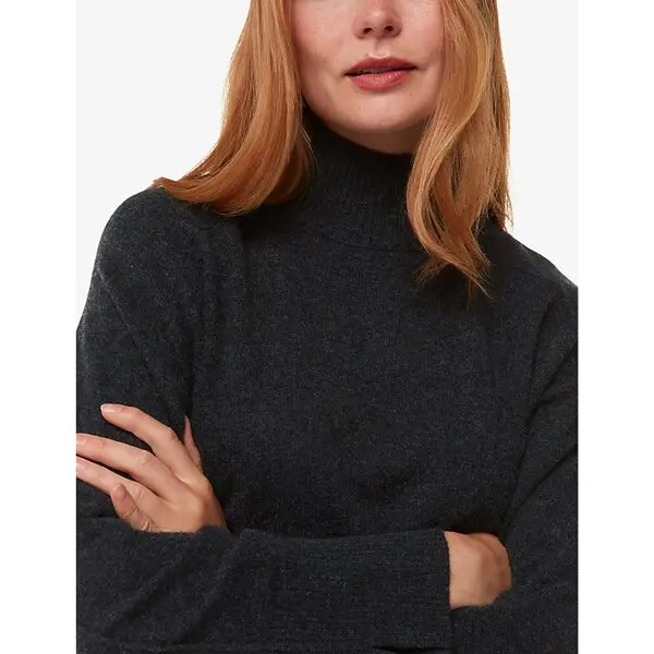 Whistles Cashmere Funnel-neck Jumper - Grey