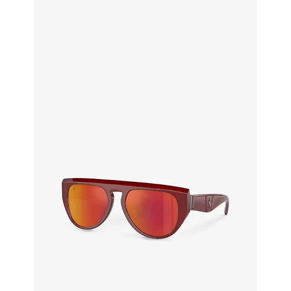 FERRARI Pilot-frame Acetate Sunglasses - Red
