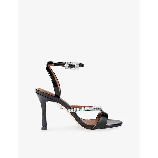 Kurt Geiger Crystal Embellished Patent Leather Stiletto Sandals - Black