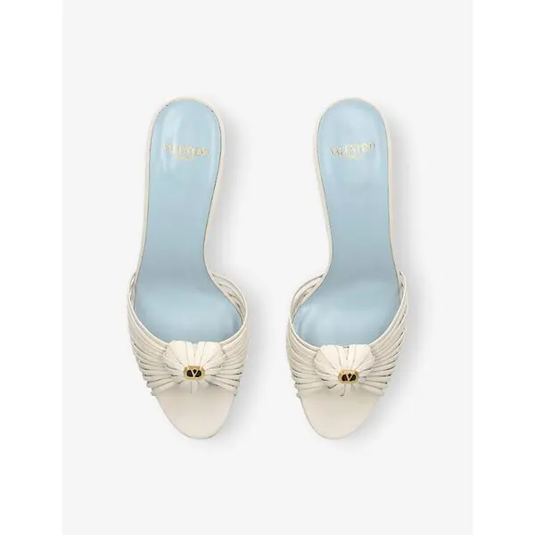 Valentino Garavani Vlogo Leather Mules - Bone