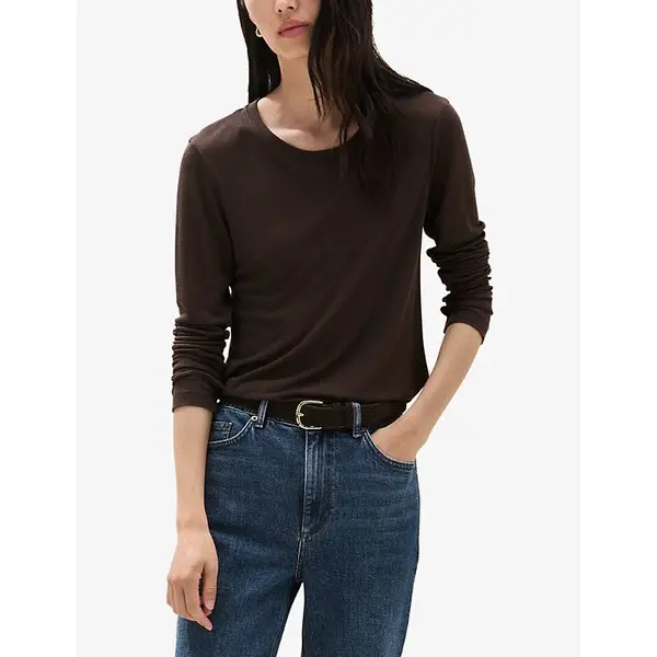 THE WHITE COMPANY Ribbed Long-sleeve Jersey Top