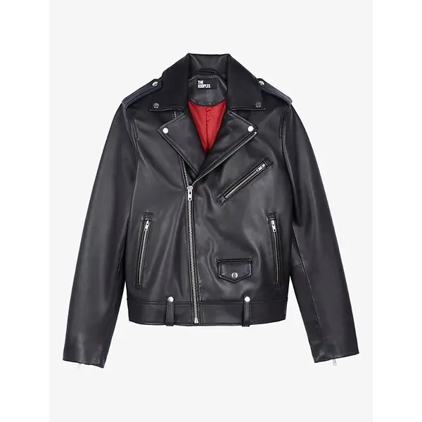 The Kooples Straight-cut Notched-collar Leather Jacket