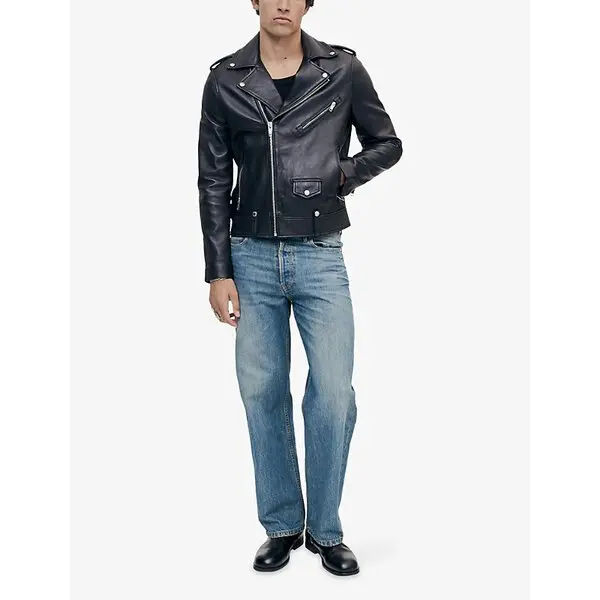 The Kooples Straight-cut Notched-collar Leather Jacket