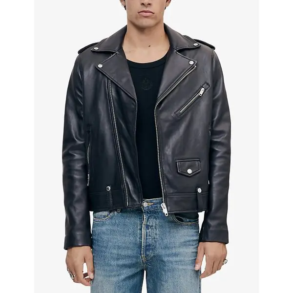 The Kooples Straight-cut Notched-collar Leather Jacket