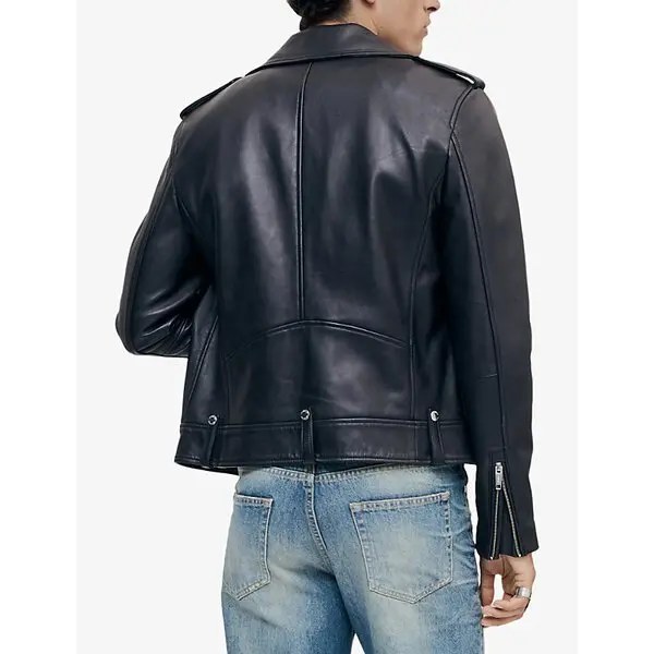The Kooples Straight-cut Notched-collar Leather Jacket