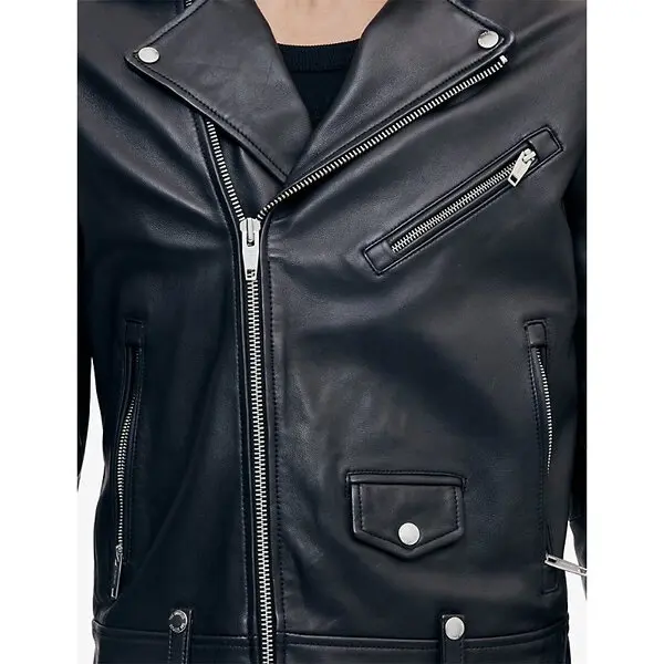 The Kooples Straight-cut Notched-collar Leather Jacket