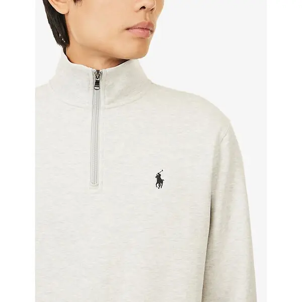 Polo Ralph Lauren Embroidered Logo Long Sleeve Cotton-jersey Sweatshirt - Grey