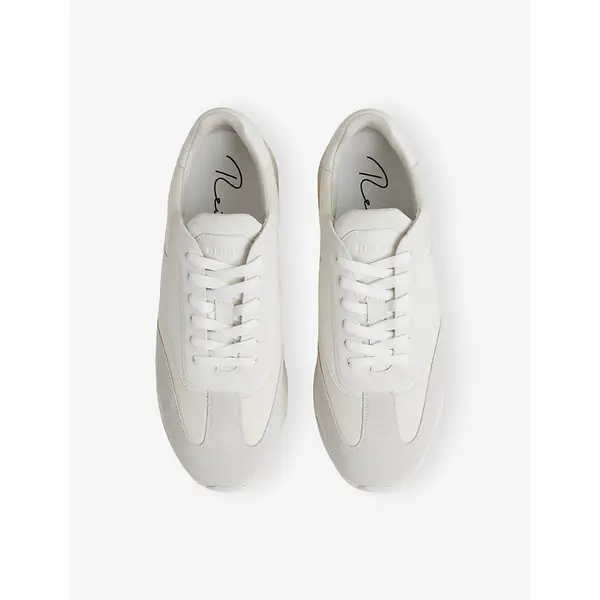 REISS Emmett Leather-blend Low-top Trainers - White
