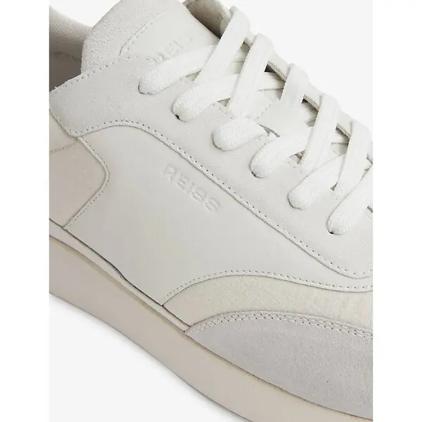 REISS Emmett Leather-blend Low-top Trainers - White
