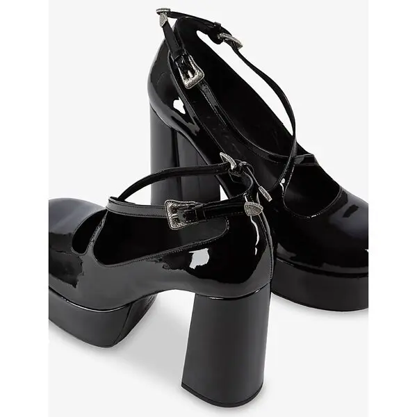 The Kooples Patent Leather Platform Pumps With Block Heel