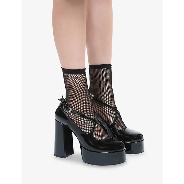 The Kooples Patent Leather Platform Pumps With Block Heel