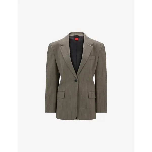 Hugo Relaxed-fit Single-breasted Checked Wool-blend Blazer