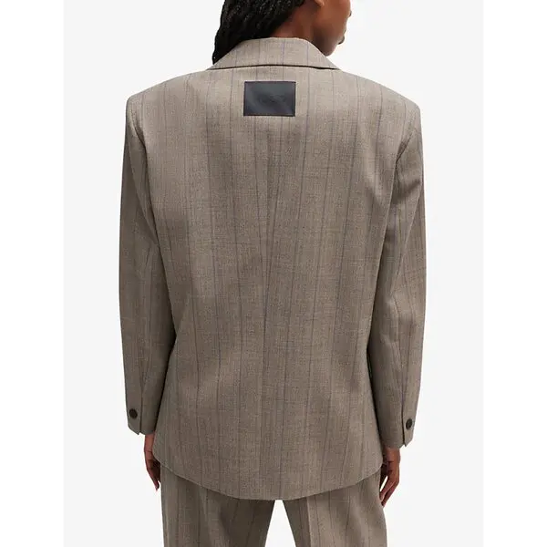 Hugo Relaxed-fit Single-breasted Checked Wool-blend Blazer