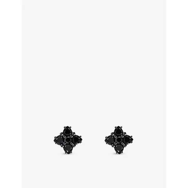 THOMAS SABO Floral-shape 925 Sterling Silver And Cubic Zirconia Stud Earrings - Black