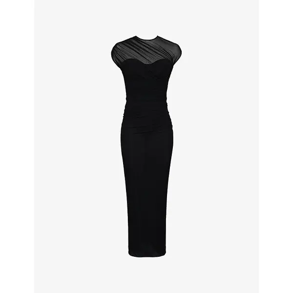 House Of Cb Orelia Draped Mesh Maxi Dress