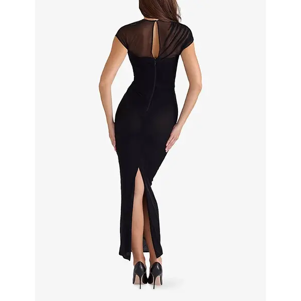 House Of Cb Orelia Draped Mesh Maxi Dress