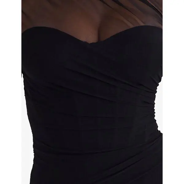 House Of Cb Orelia Draped Mesh Maxi Dress