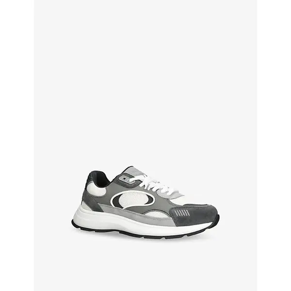 ARNE Circuit Mesh And Leather Low-top Trainers - Grey Mid