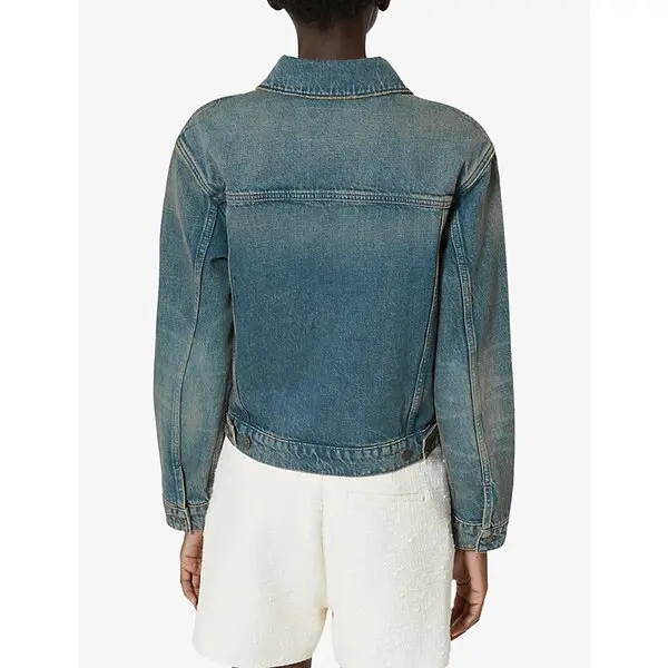 The Kooples Short Denim Jacket With Patch Pockets